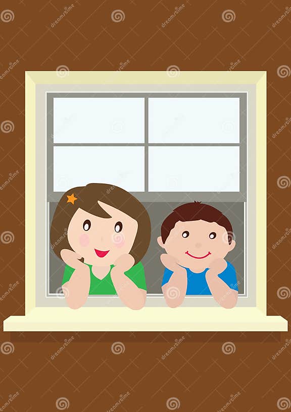 Children at the Window stock vector. Illustration of window - 27742979