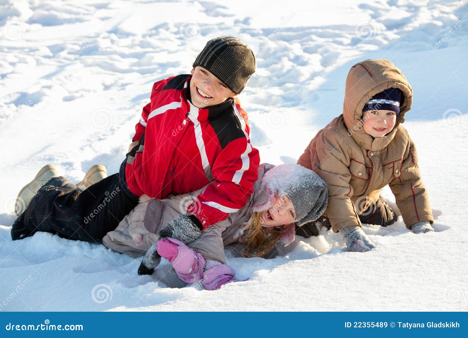 Children in the winter stock image. Image of smiling - 22355489