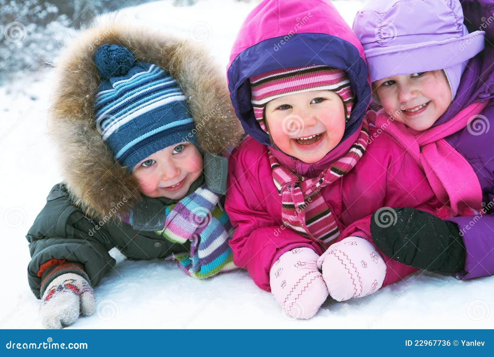 Children in winter stock photo. Image of girl, group - 22967736