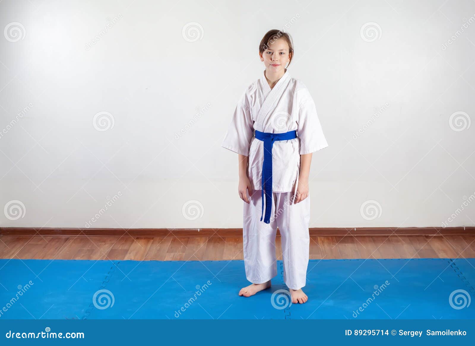 Children Work Out Techniques of Martial Arts. Fighting Position Stock ...
