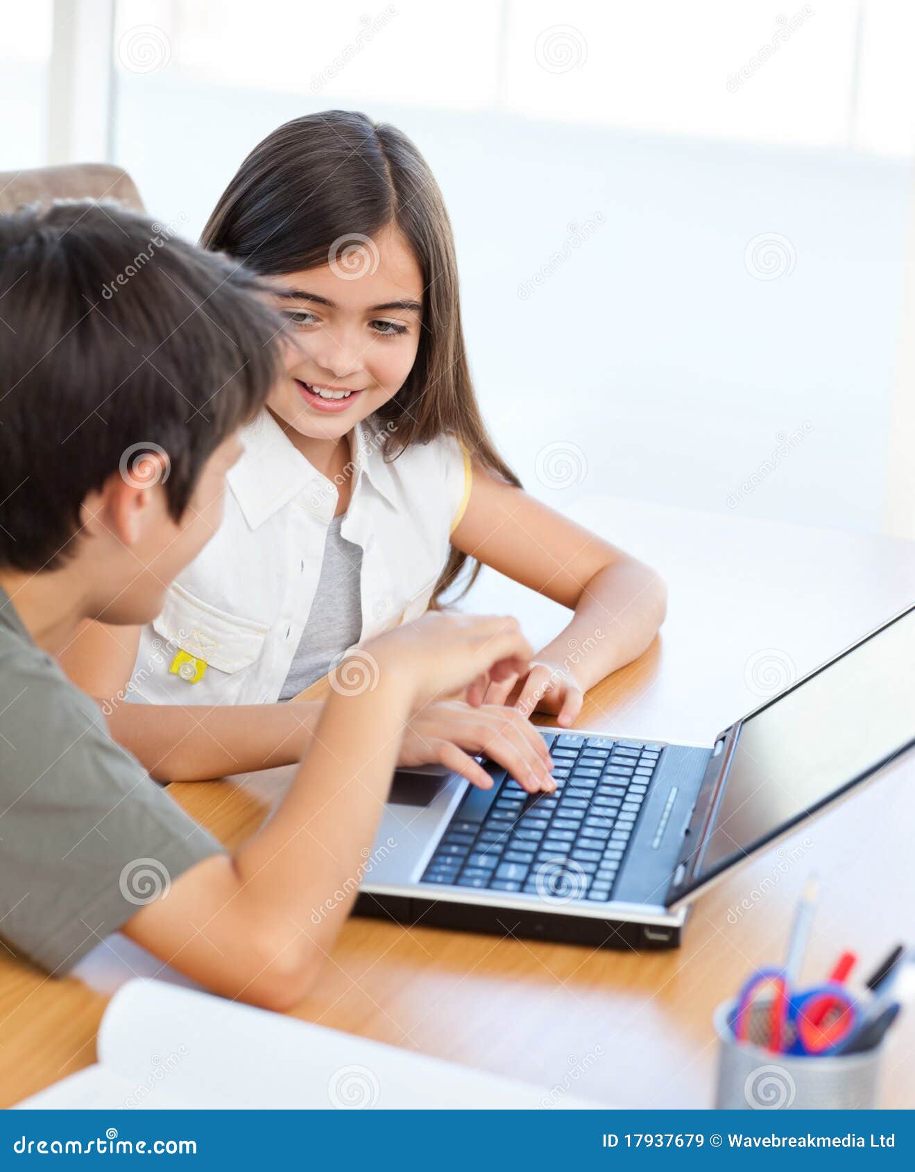 Children Working on Their Laptop Stock Image - Image of laptop, leisure ...