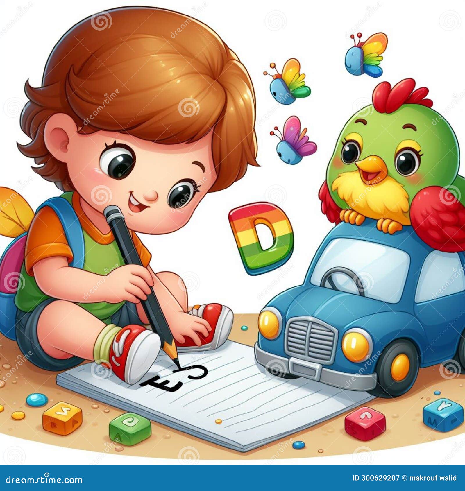 Children Write the Alphabet Stock Illustration - Illustration of book ...