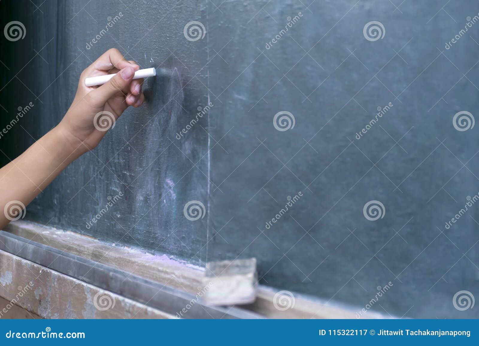 Children are Writing on the Blackboard with Chalk. Stock Image - Image ...
