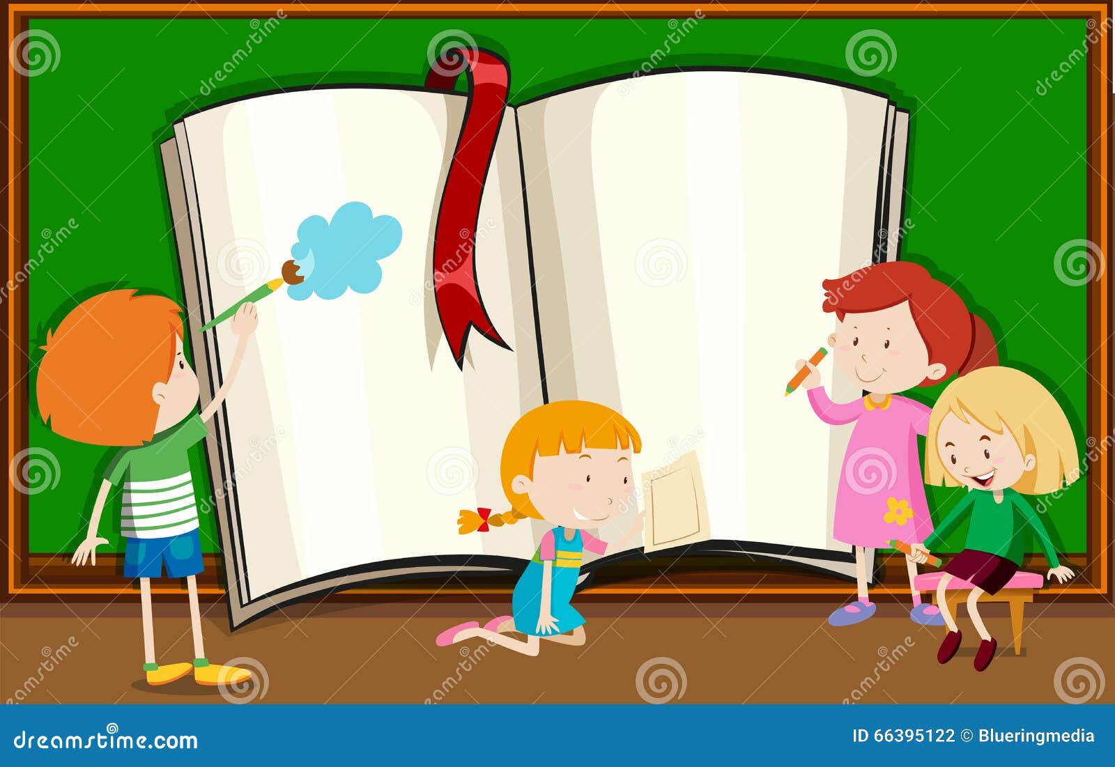 Children Writing Cartoon Vector | CartoonDealer.com #115025355