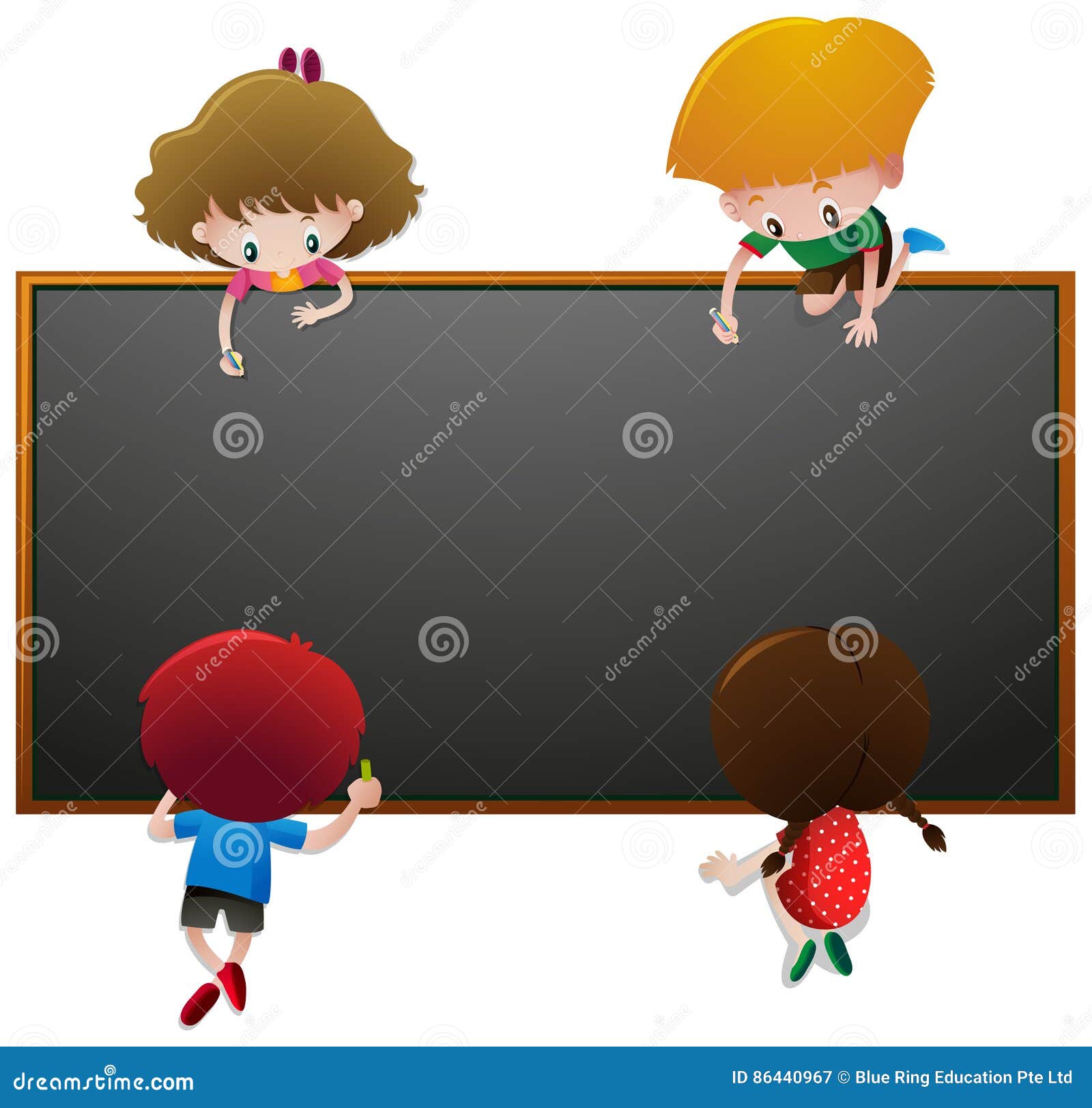 Children Writing Cartoon Vector | CartoonDealer.com #115025355
