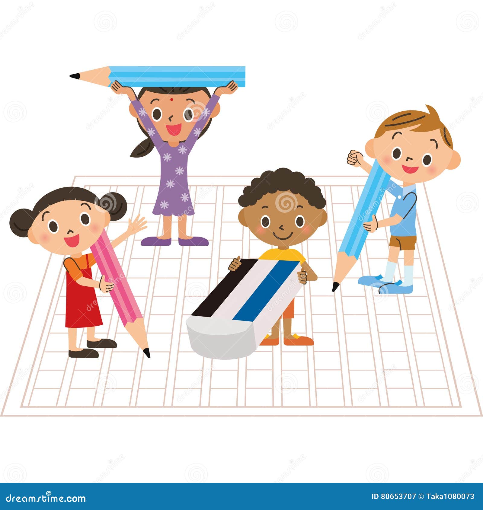 Children Writing Composition Stock Vector - Illustration of vector ...