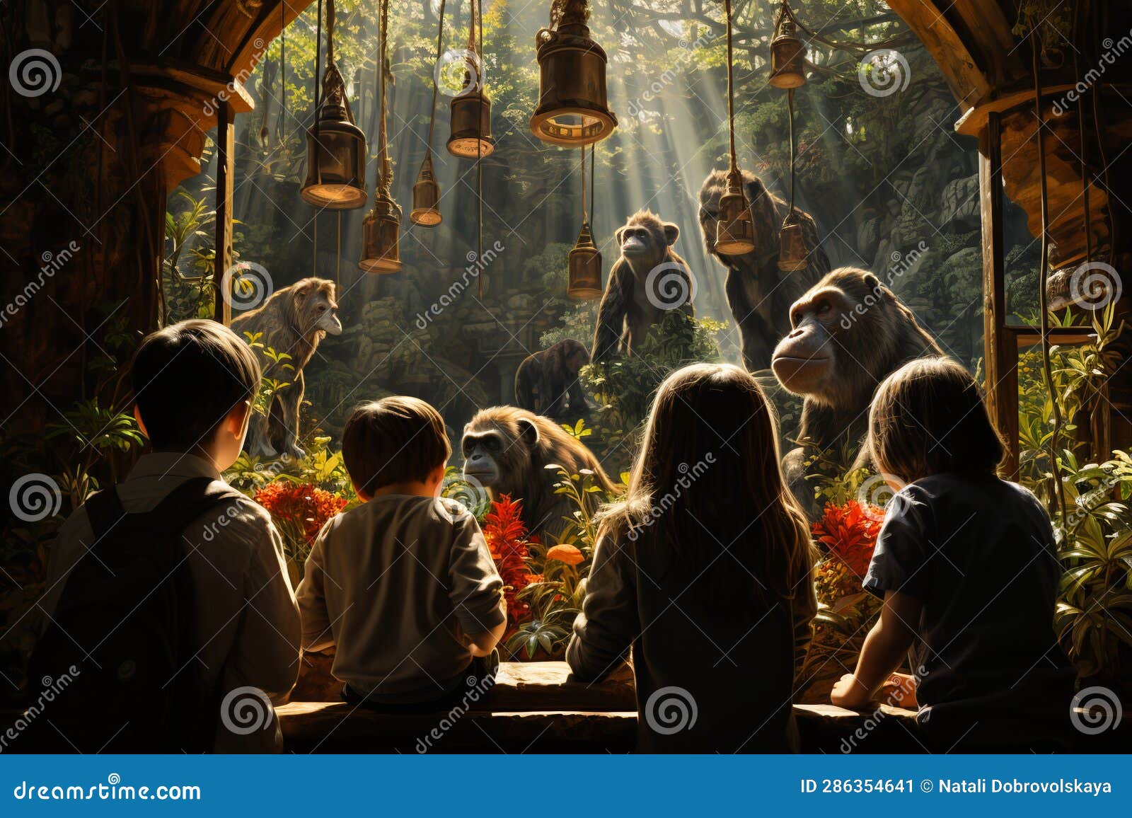 Children in the Zoo Looking on Monkey,child Development Stock Image ...