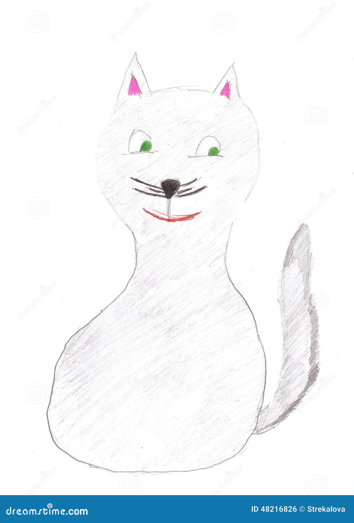 Childrens drawing cat stock illustration. Illustration of sketch - 48216826