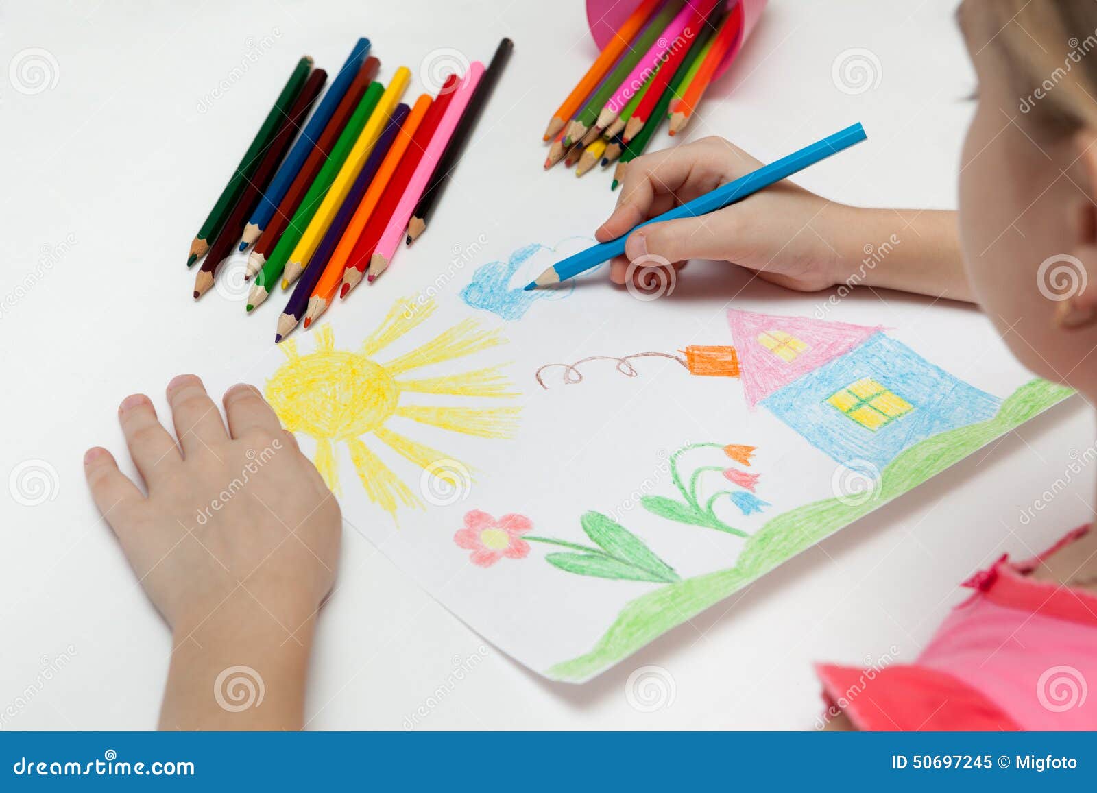 Childrens drawing stock image. Image of daycare, draw - 50697245