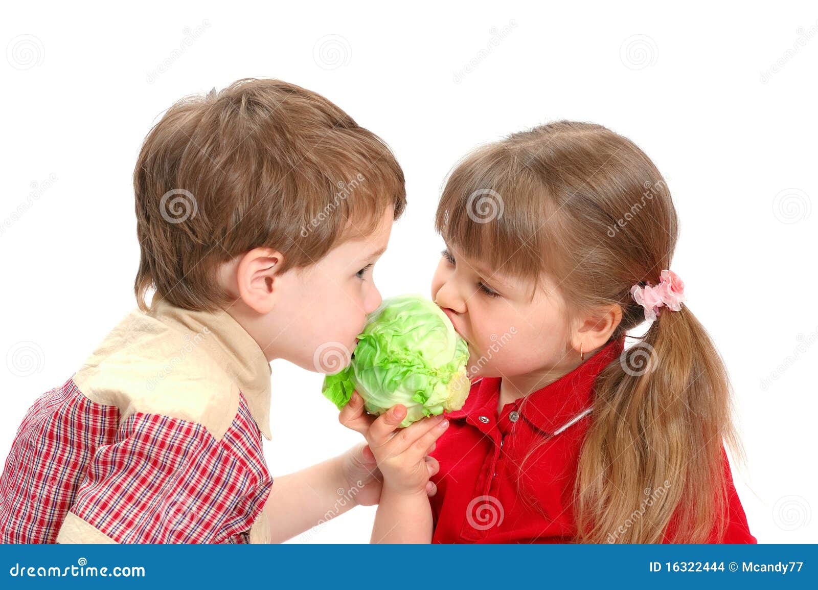Childrens Eat Cabbage on White Stock Photo - Image of domestic, hungry ...