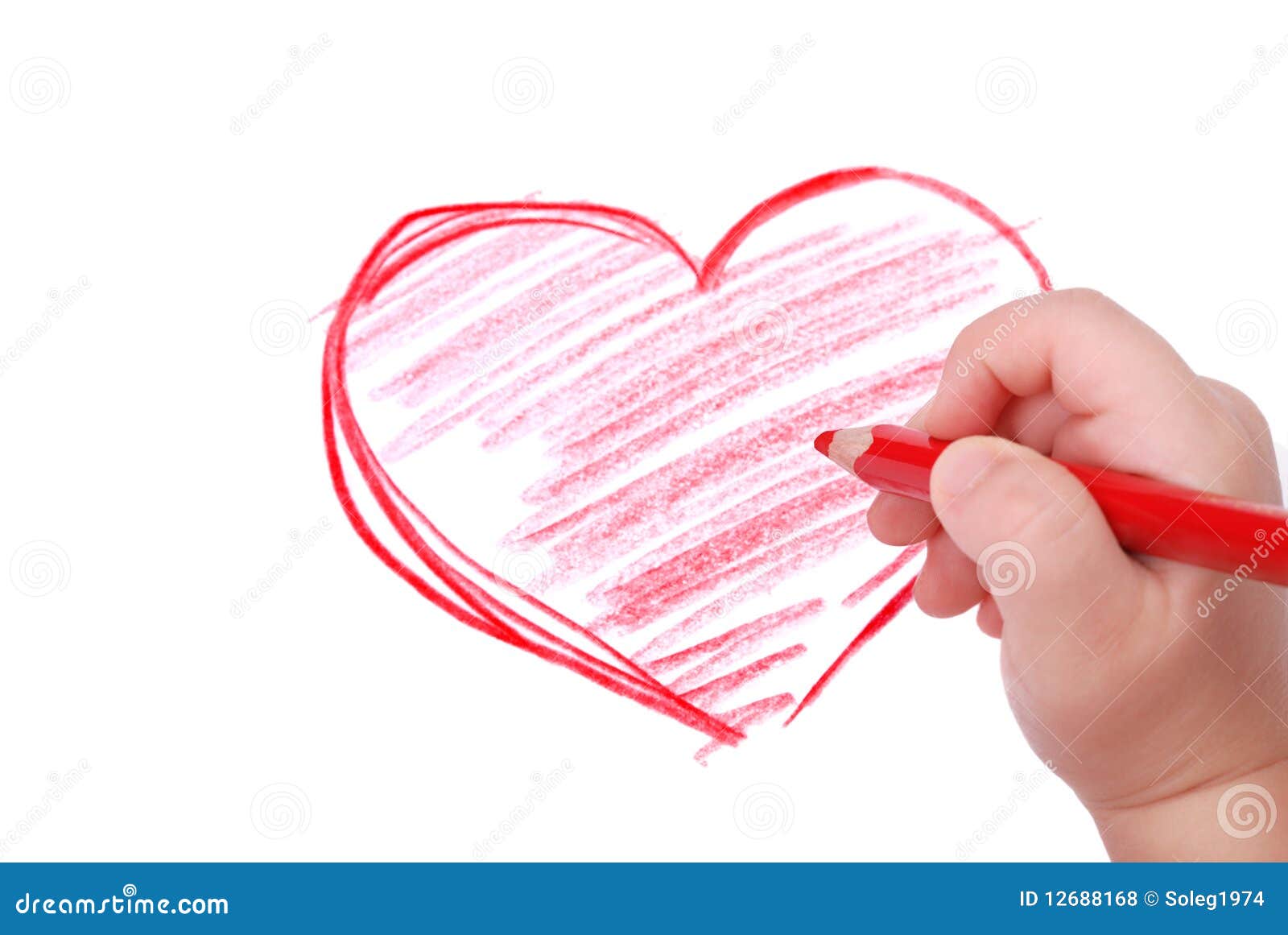 Childrens Hand with Pencil Draws the Heart Stock Photo - Image of paint ...