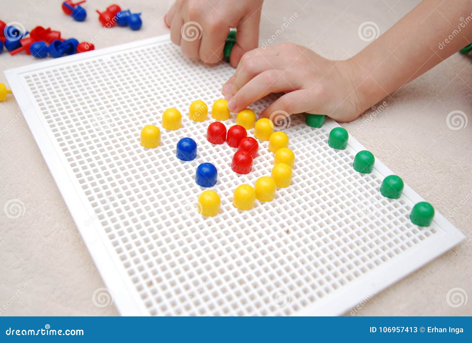 Childrens Hands Playing with Mozaic Creative Game, Close Up, Childhood ...