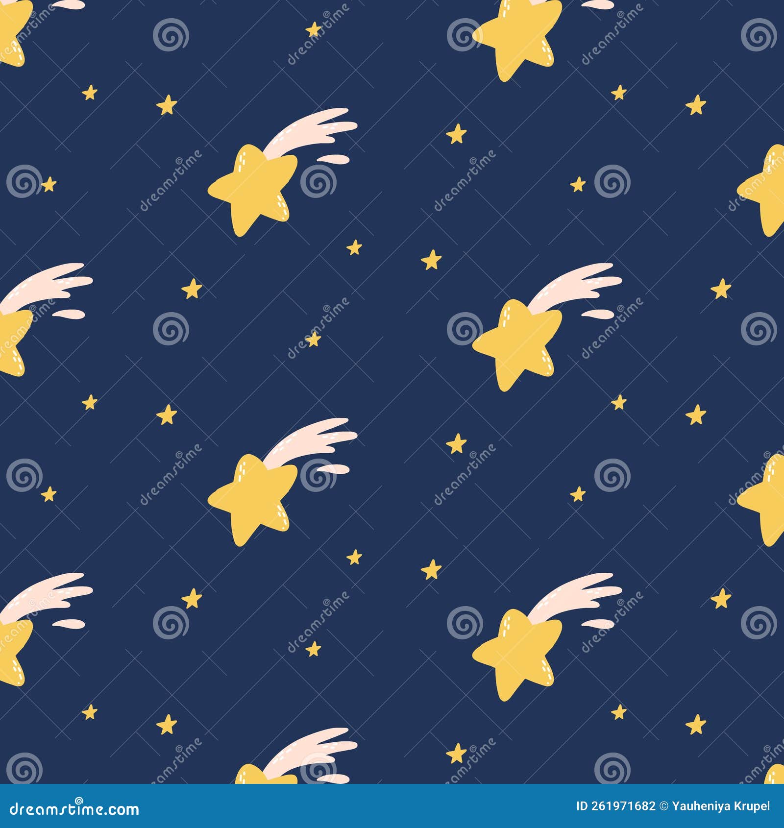 Childrens Pattern with Stars. Simple Seamless Night Sky Pattern. Vector ...