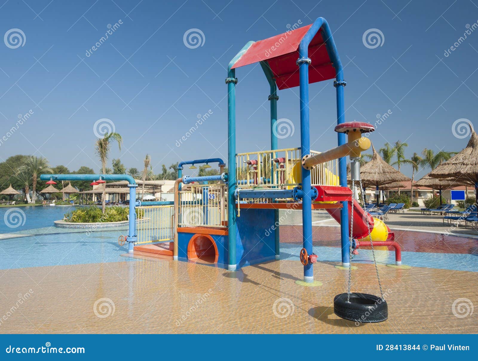 Childrens Play Area in a Pool Stock Photo - Image of tropical ...
