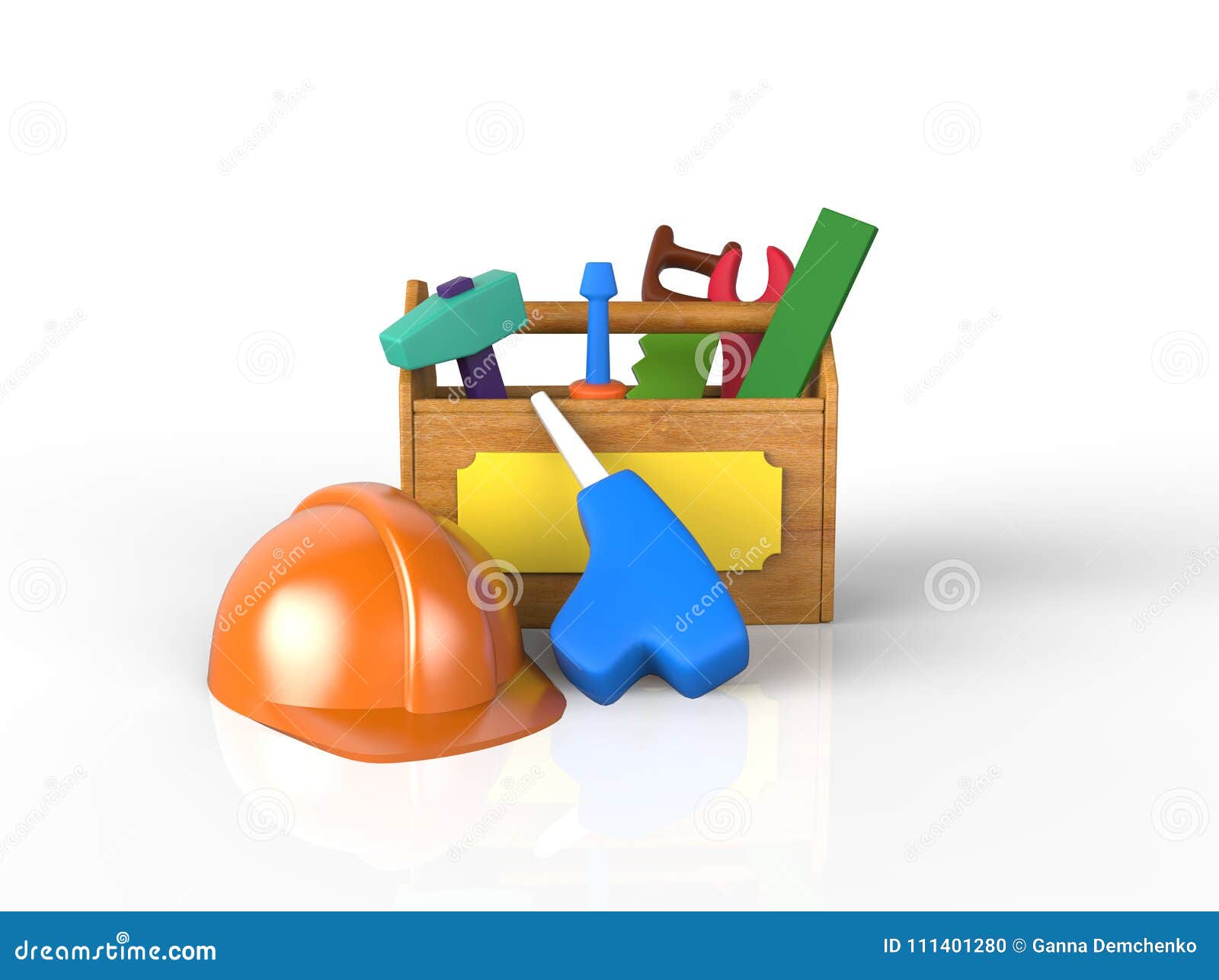 Childrens Play Toolkit with Work Tools Isolated on White. Stock ...