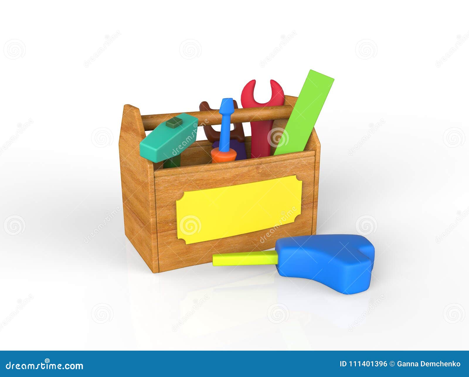 Childrens Play Toolkit with Work Tools Isolated on White. Stock ...
