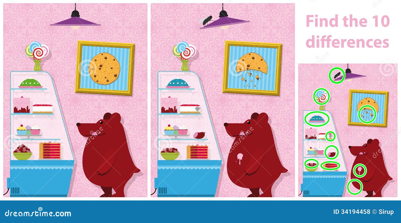 Childrens Spot the Difference Puzzle of a Bear Stock Vector ...