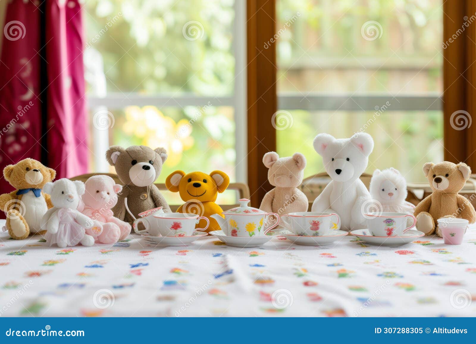 Childrens Tea Party Setup with Stuffed Animals Stock Image - Image of ...