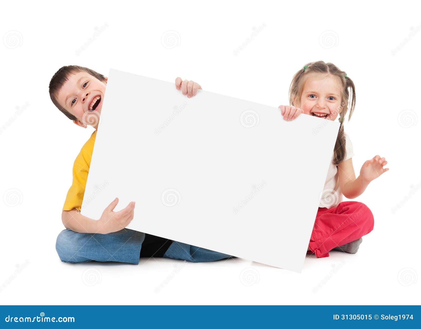 Childs with blank paper stock image. Image of laugh, girl - 31305015