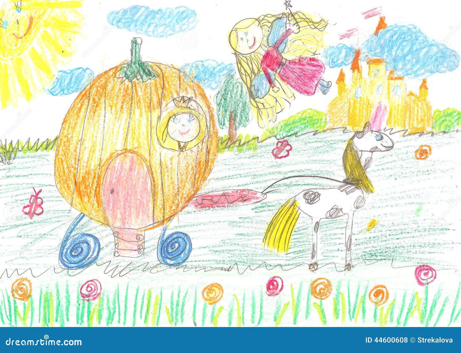 Childs Drawing Fairy of a Tale Stock Illustration - Illustration of ...