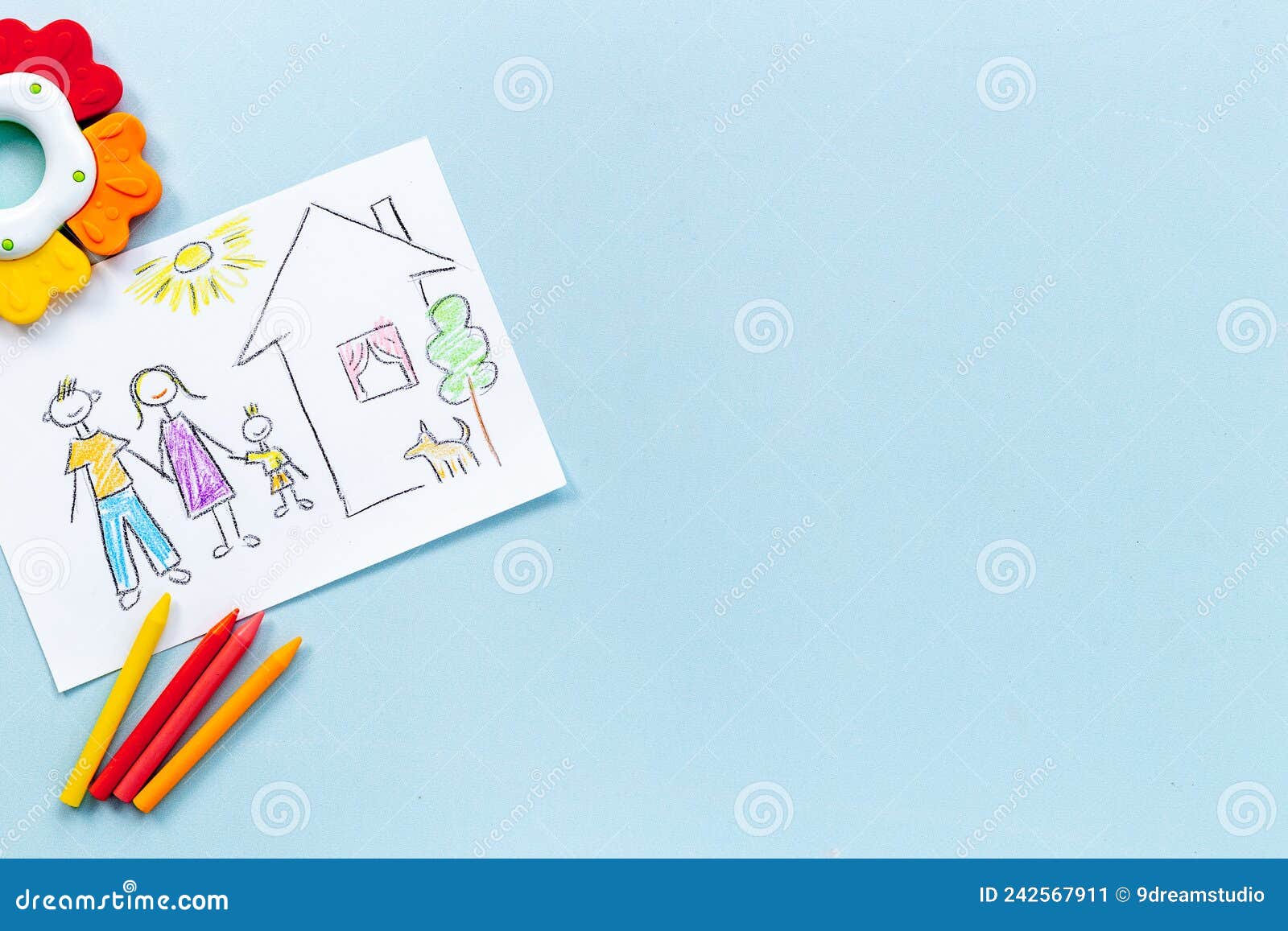 Childs Drawing of Happy Family. Adoption Concept Stock Image - Image of ...