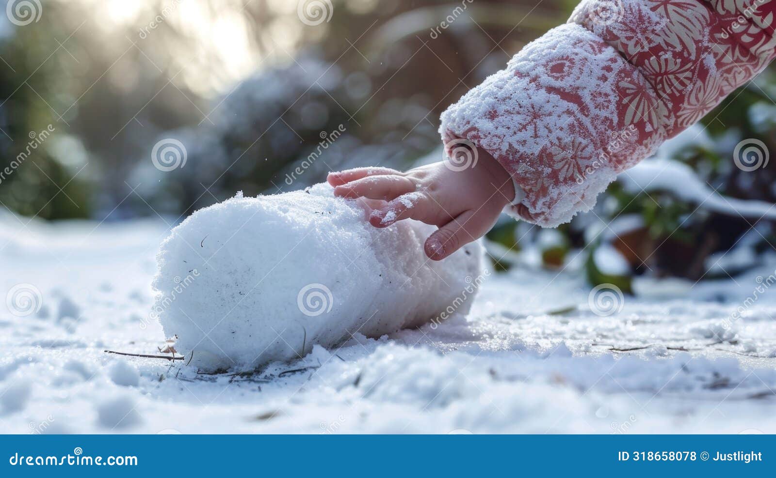 A Childs Hand Gently Touching a Snow Roller As they Marvel at Its ...