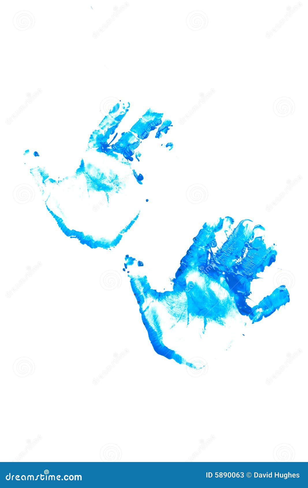 Childs Hand Prints in Blue on the Wall Stock Image - Image of colourful ...