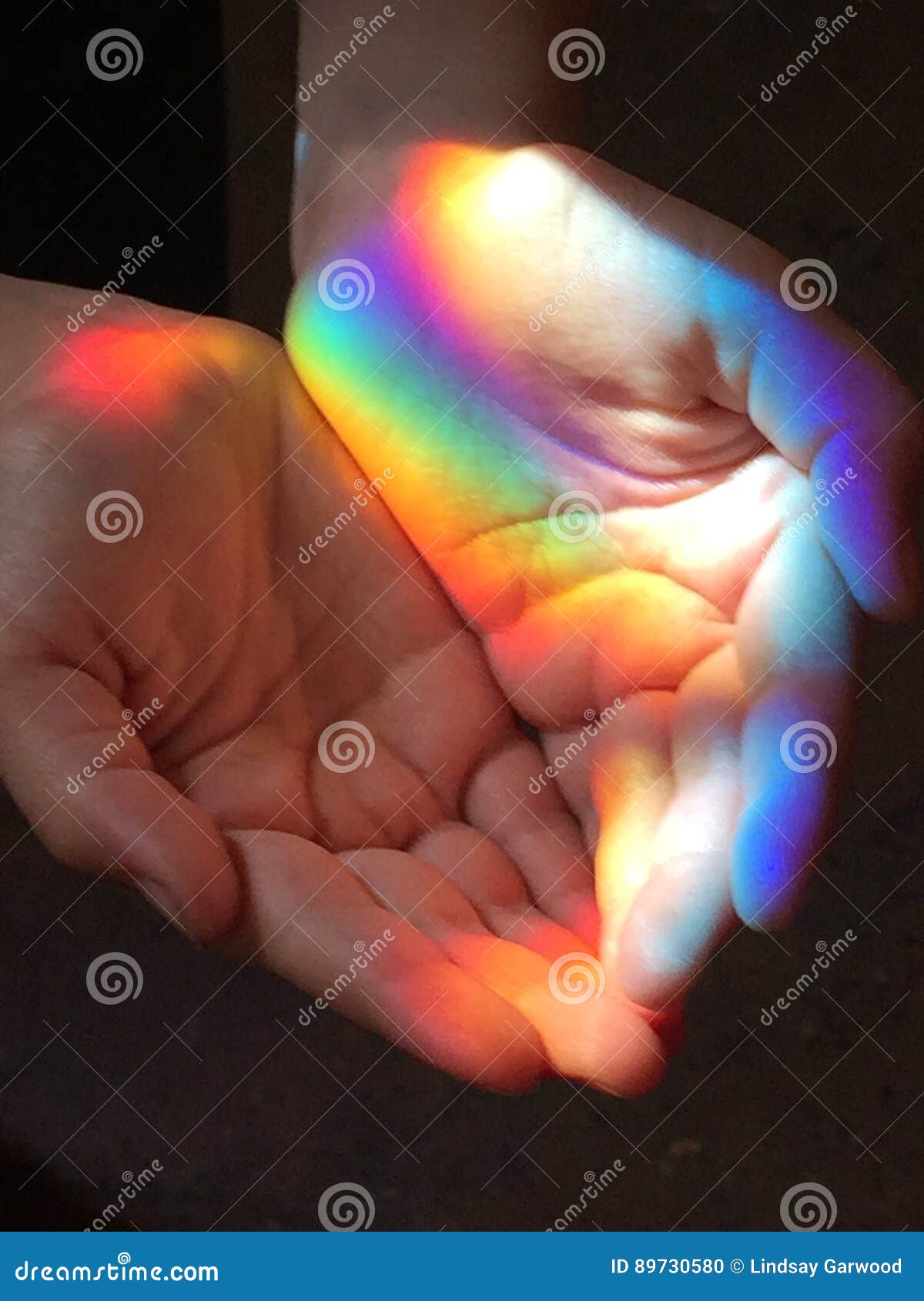 Childs Hands Catching Rainbows of Light Stock Photo - Image of rainbows ...