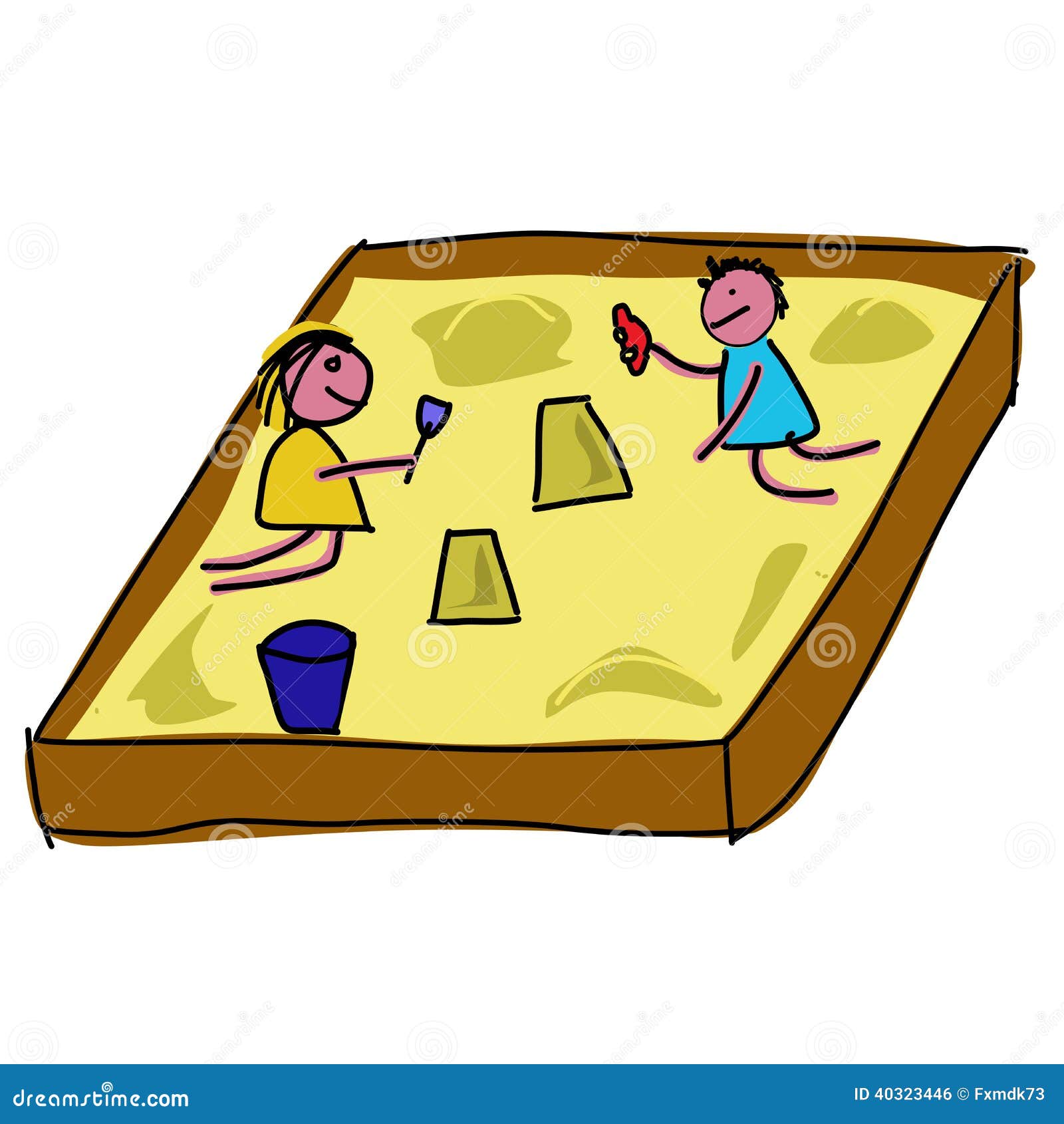 Childs Playing in a Sandpit Stock Vector - Illustration of happiness ...