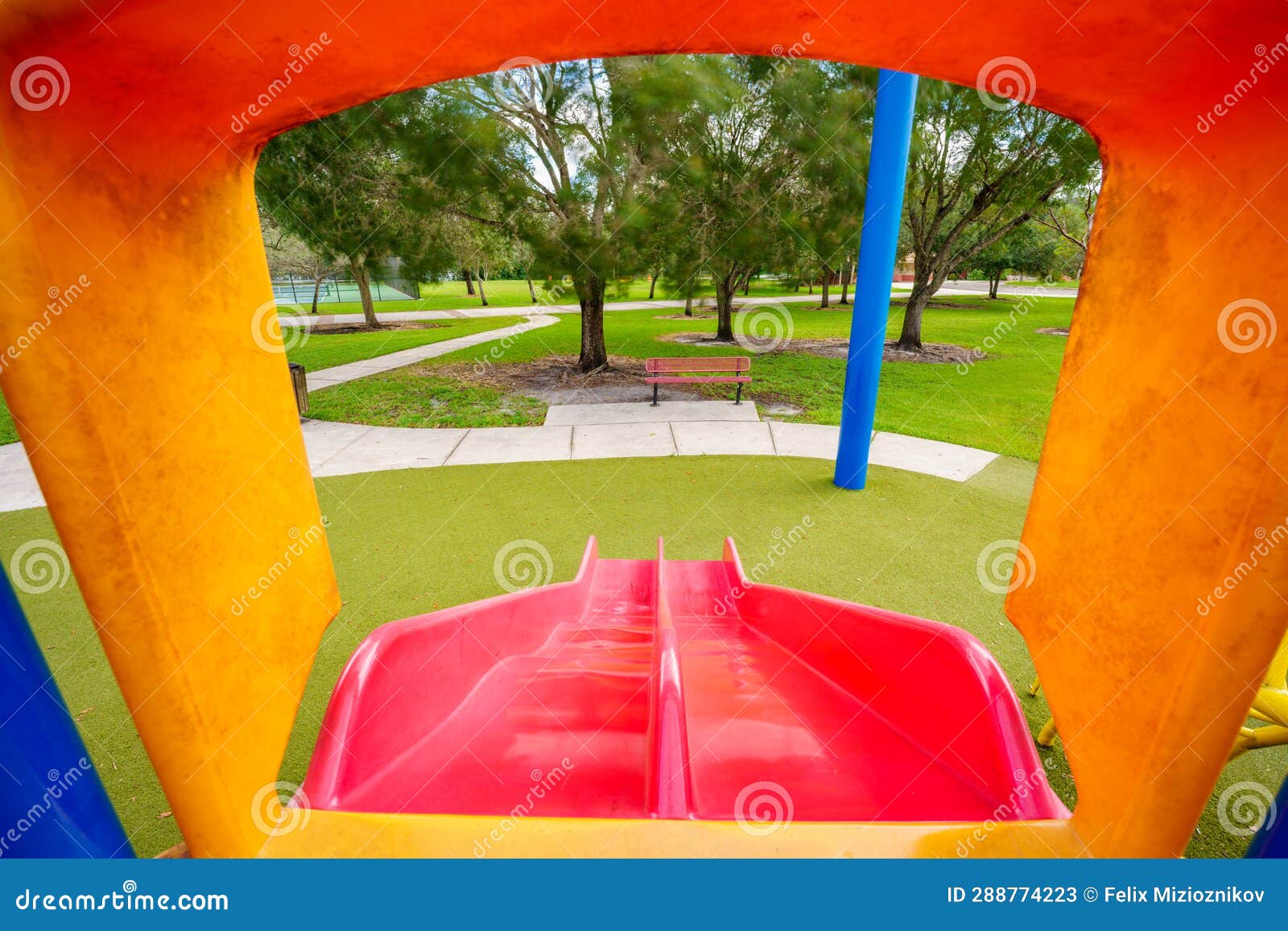 Childs Pov Looking Down a Slide in a Playground Stock Image - Image of ...
