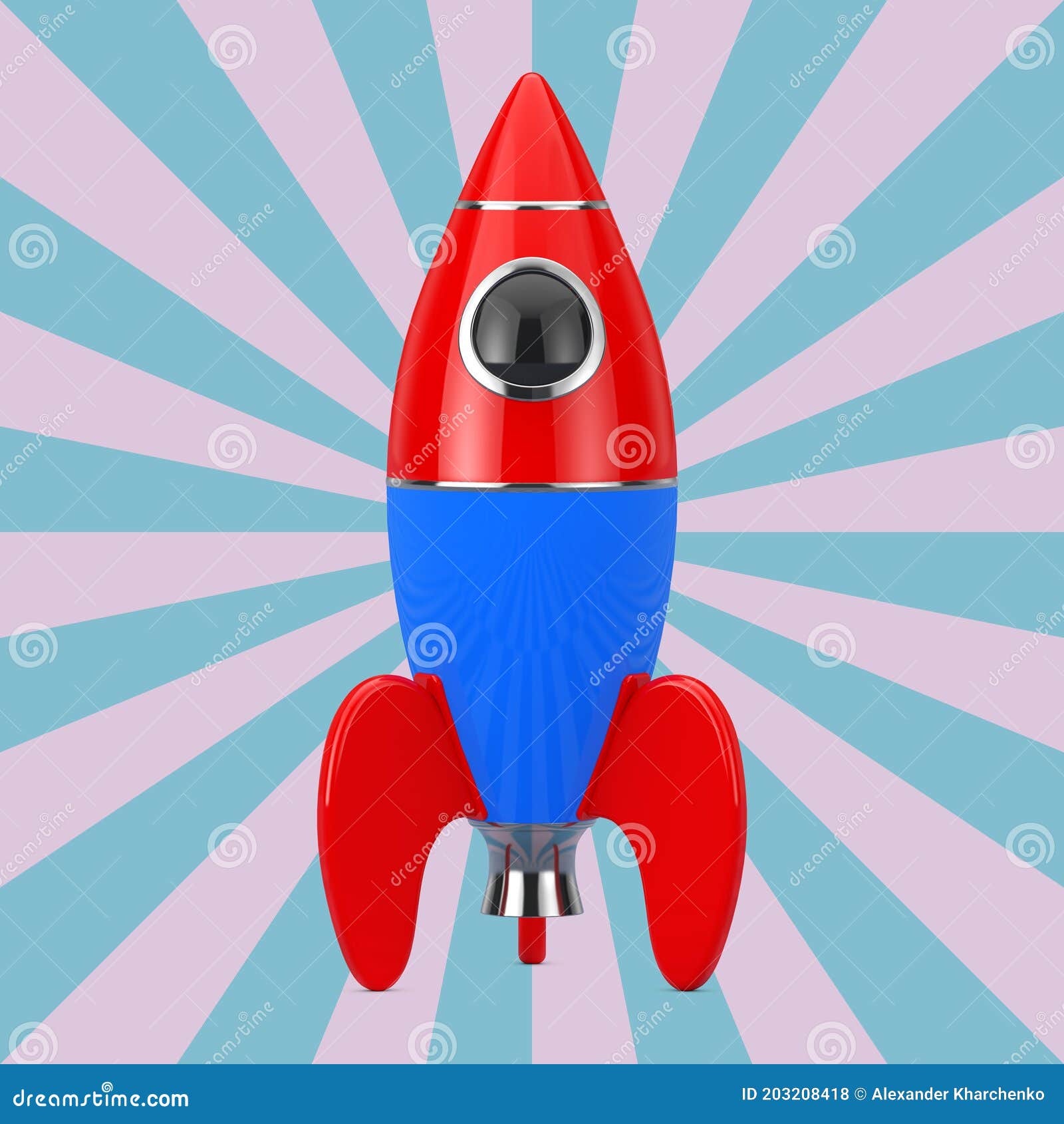 Childs Toy Rocket on a Vintage Star Shape Background . 3d Rendering ...