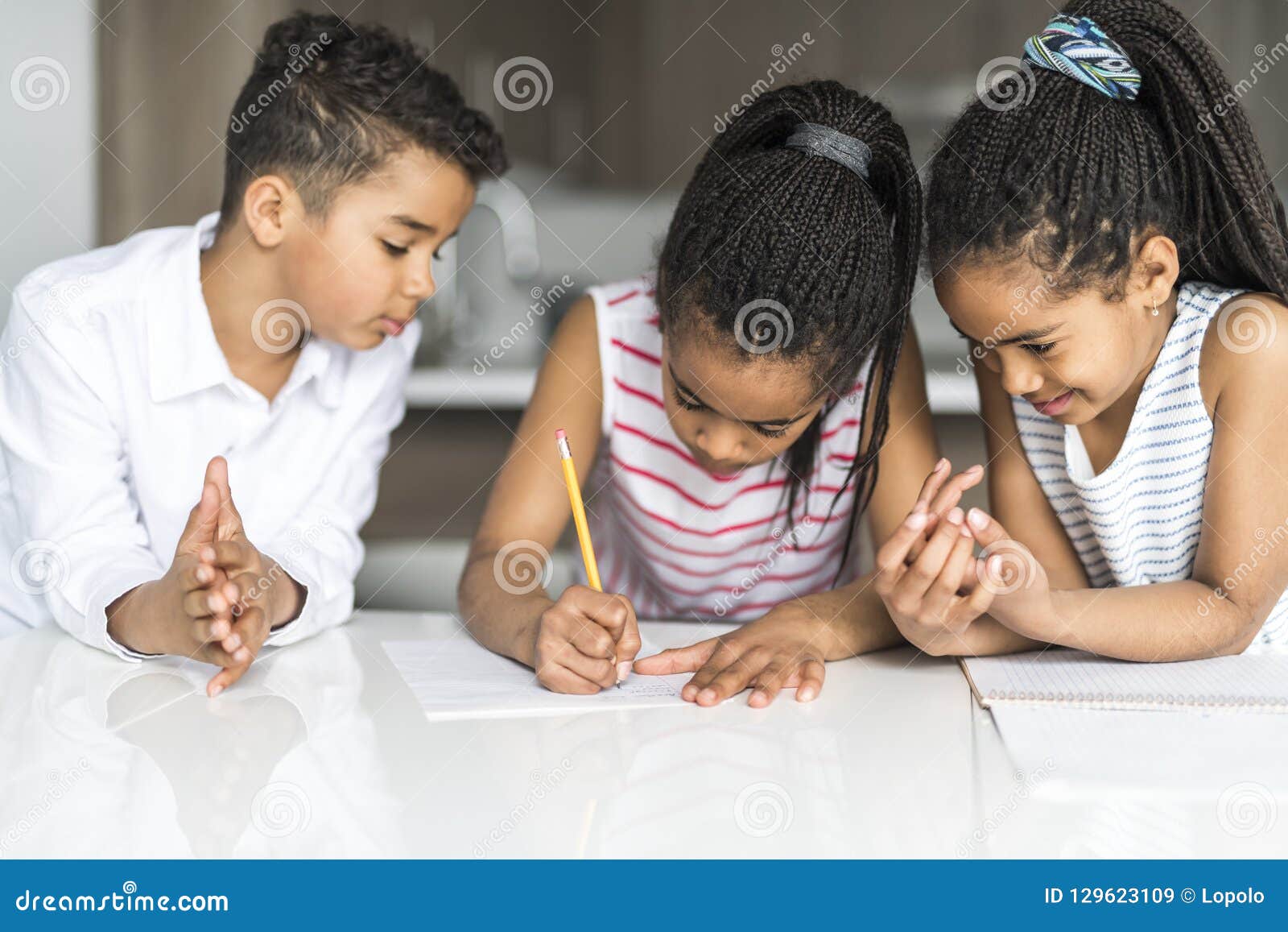 Child Write Note on the Kitchen Table Stock Image - Image of small ...