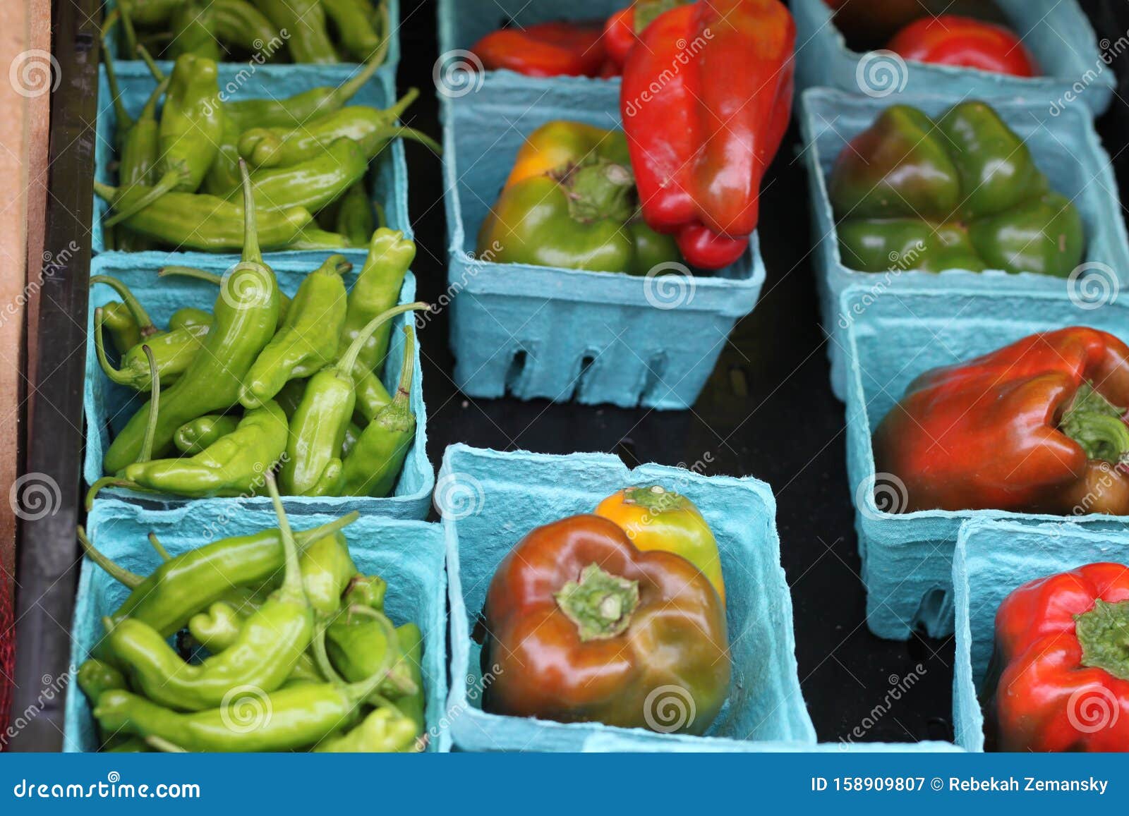 Chile and Bell Peppers 2926 Stock Image - Image of farmers, container ...