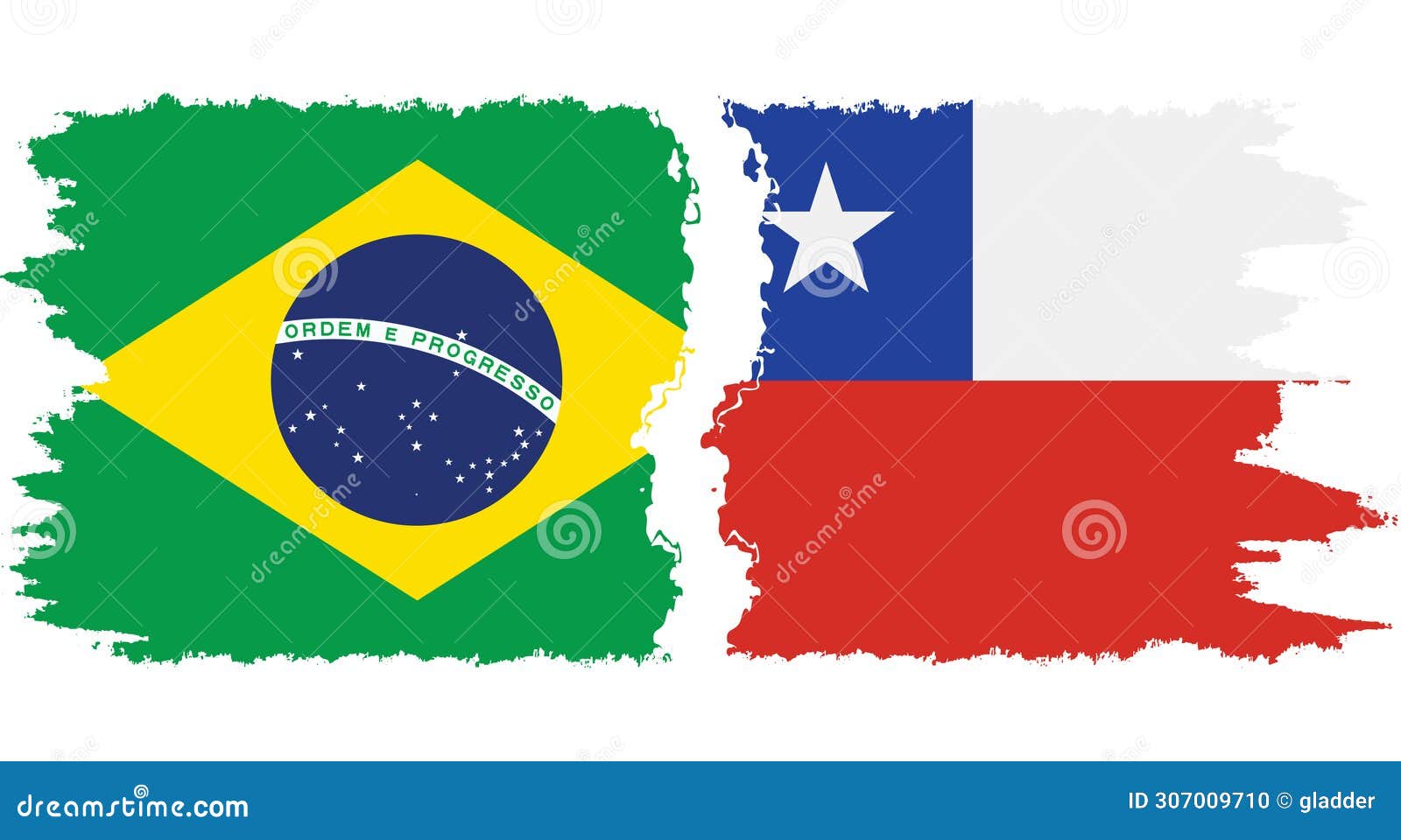 Chile and Brazil Grunge Flags Connection Vector Stock Vector ...