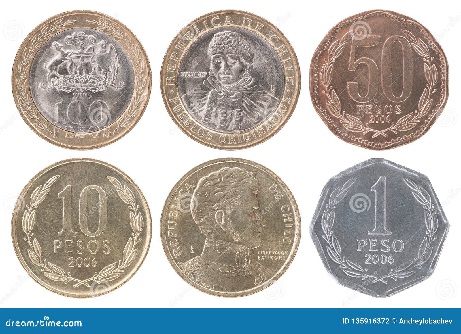 Chile Coin Collection stock photo. Image of exchange - 135916372