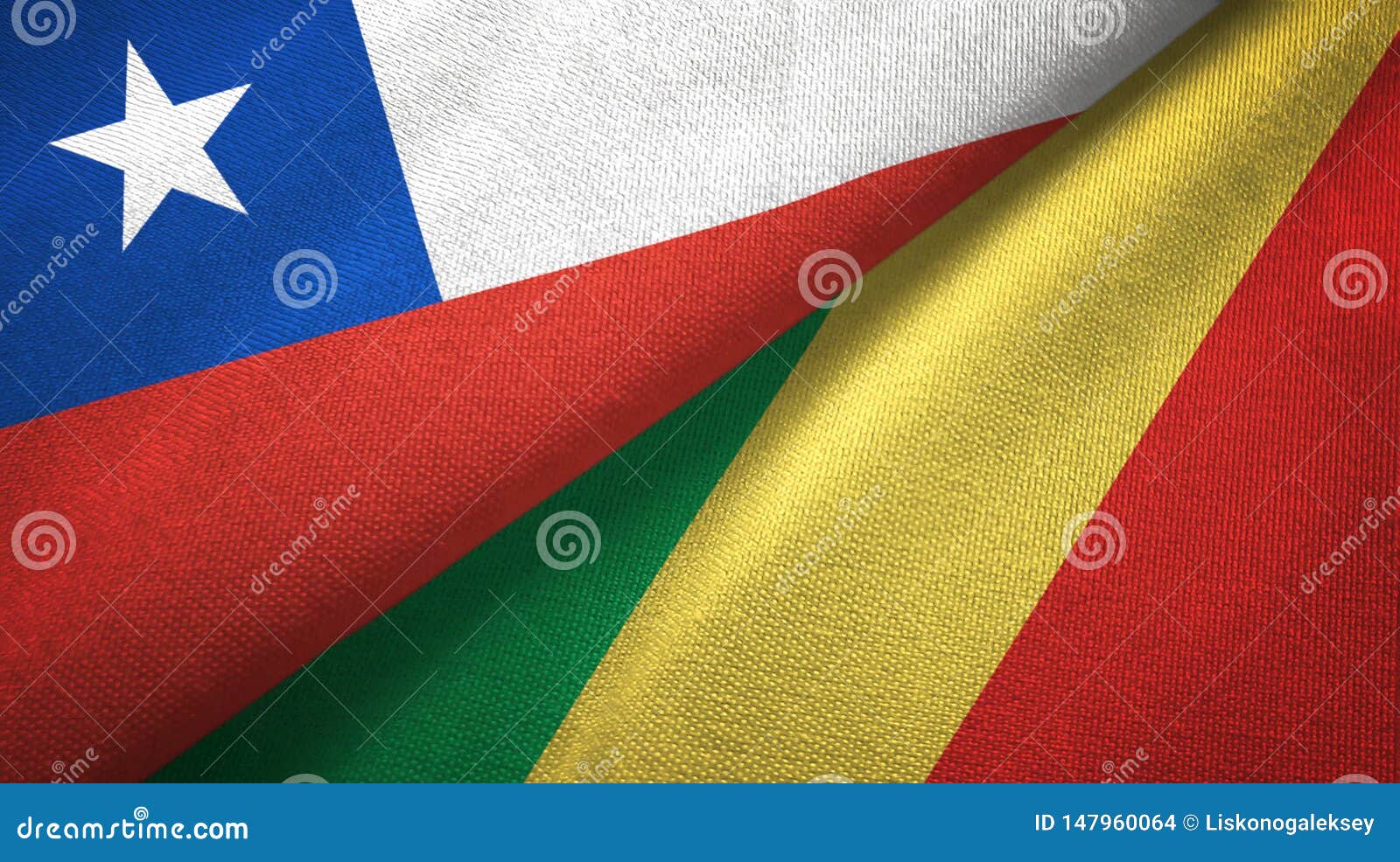 Chile and Congo Two Flags Textile Cloth, Fabric Texture Stock ...