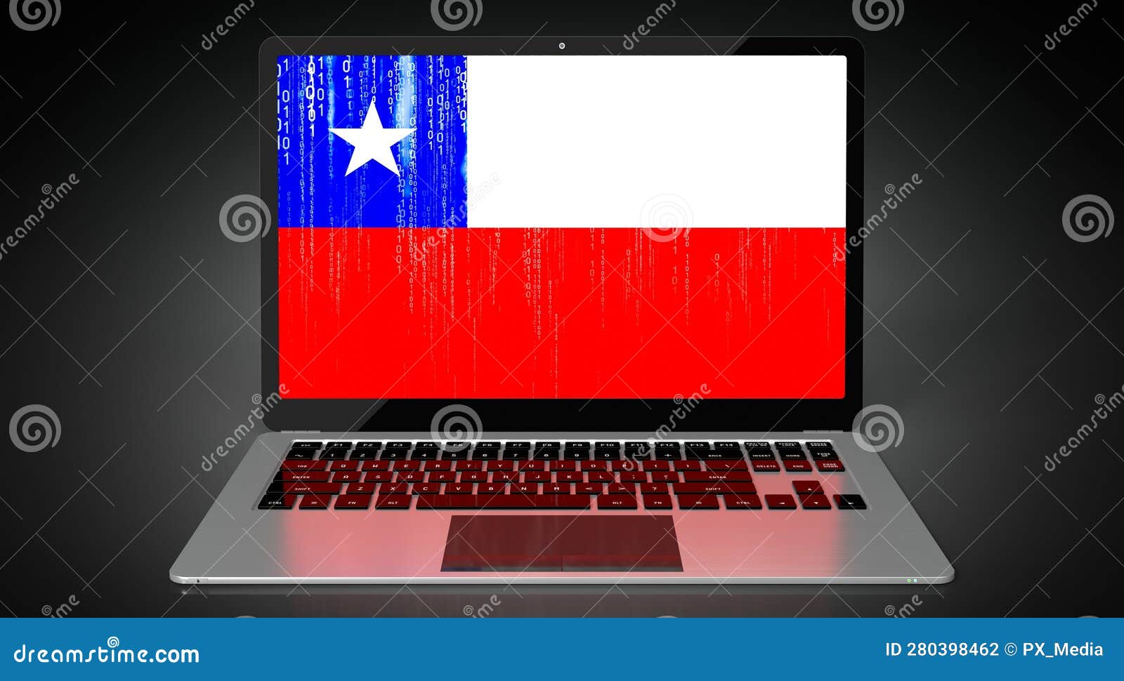 Chile - Country Flag and Binary Code on Laptop Screen Stock ...