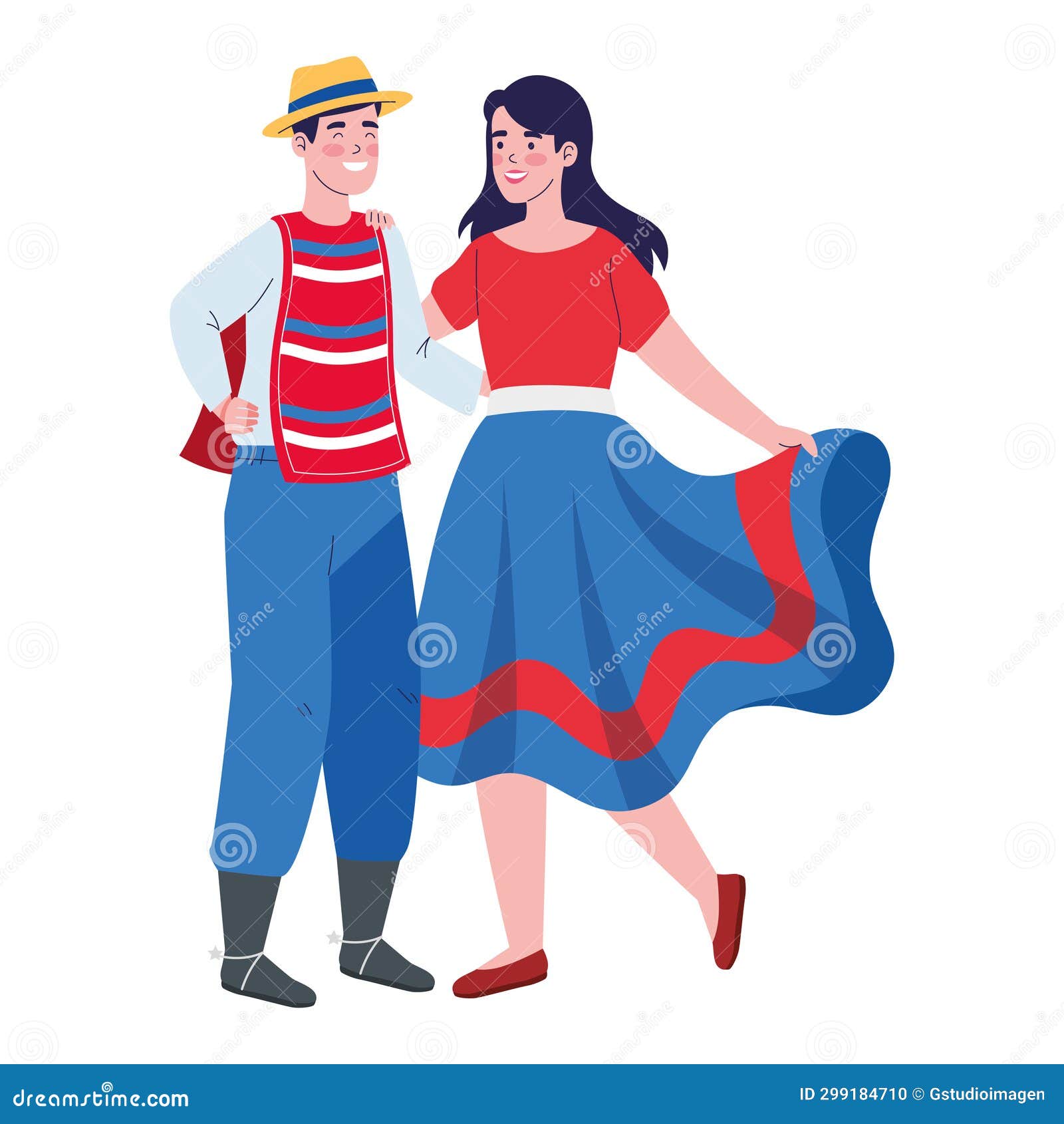 Chile Cueca Dancers Illustration Stock Illustration - Illustration of ...
