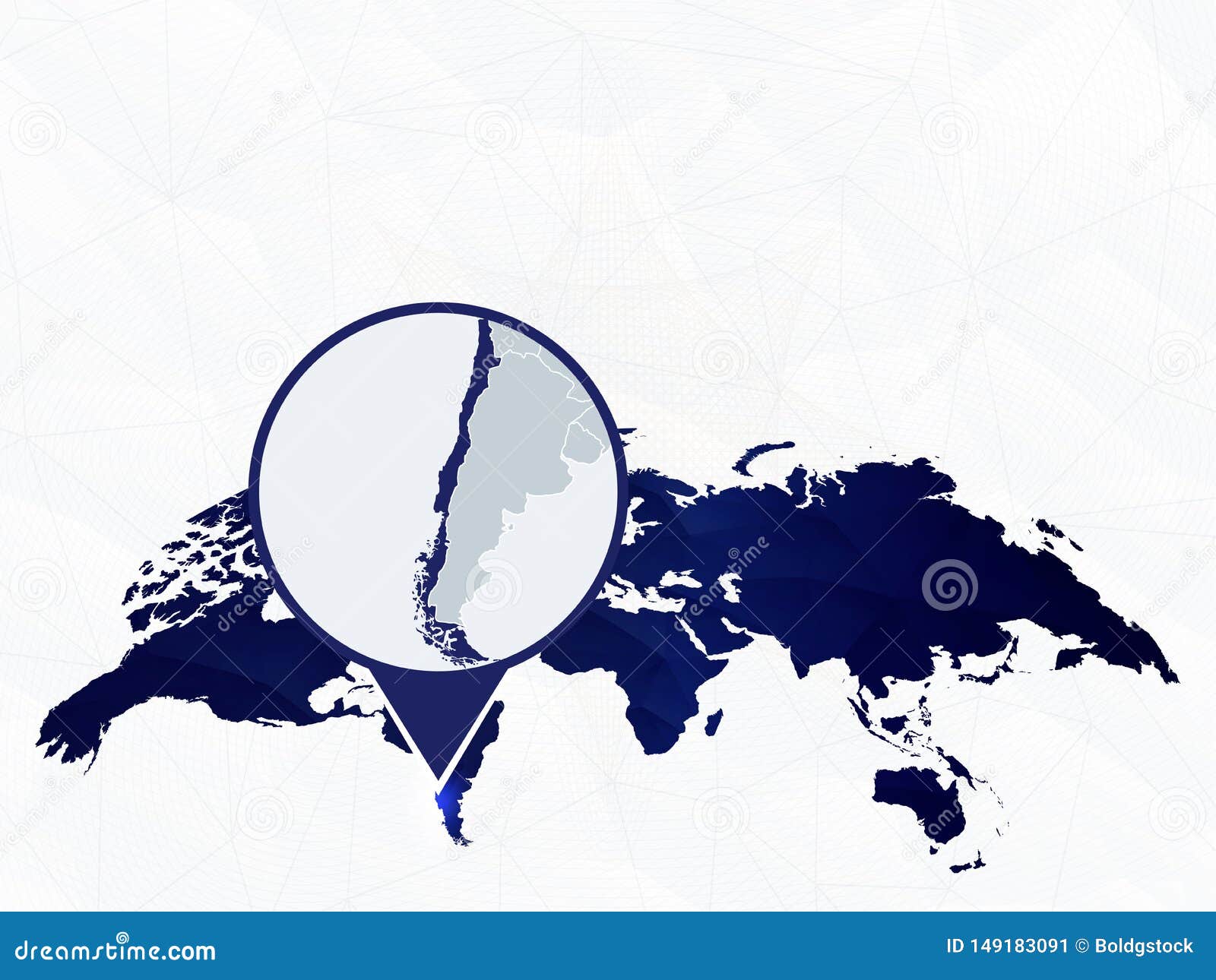 Chile Detailed Map Highlighted on Blue Rounded World Map Stock Image ... Chile Detailed Map Highlighted on Blue Rounded World Map Stock Image ...