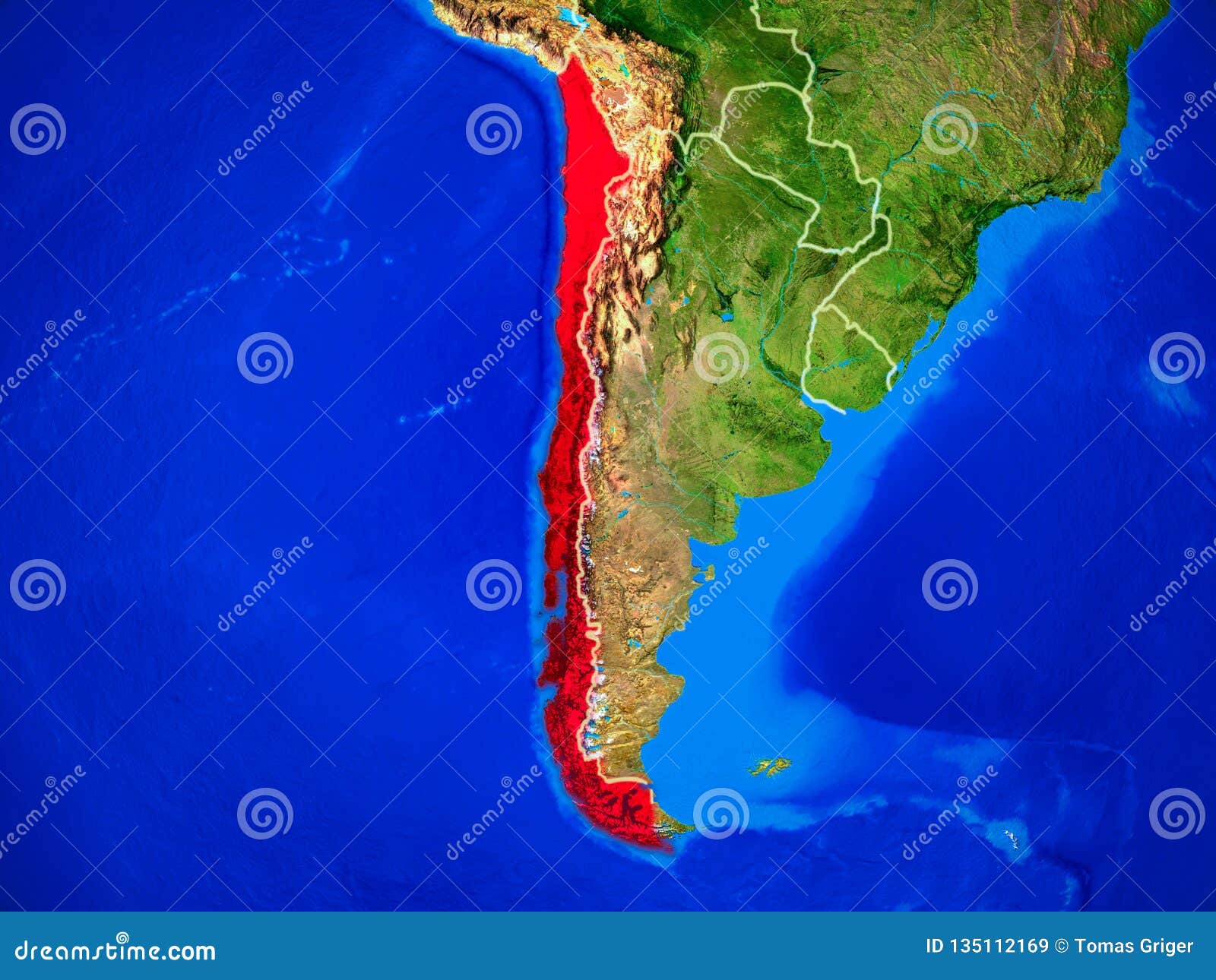 Chile on Earth with Borders Stock Illustration - Illustration of ...