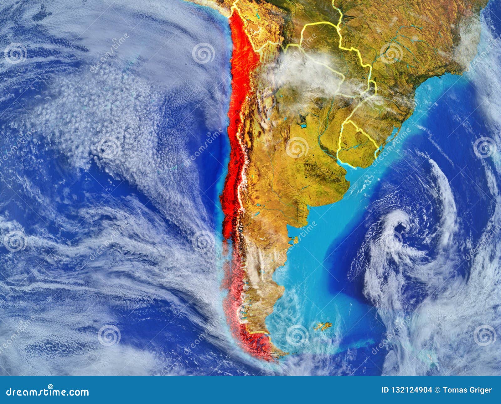 Chile on Earth from space stock illustration. Illustration of country ...