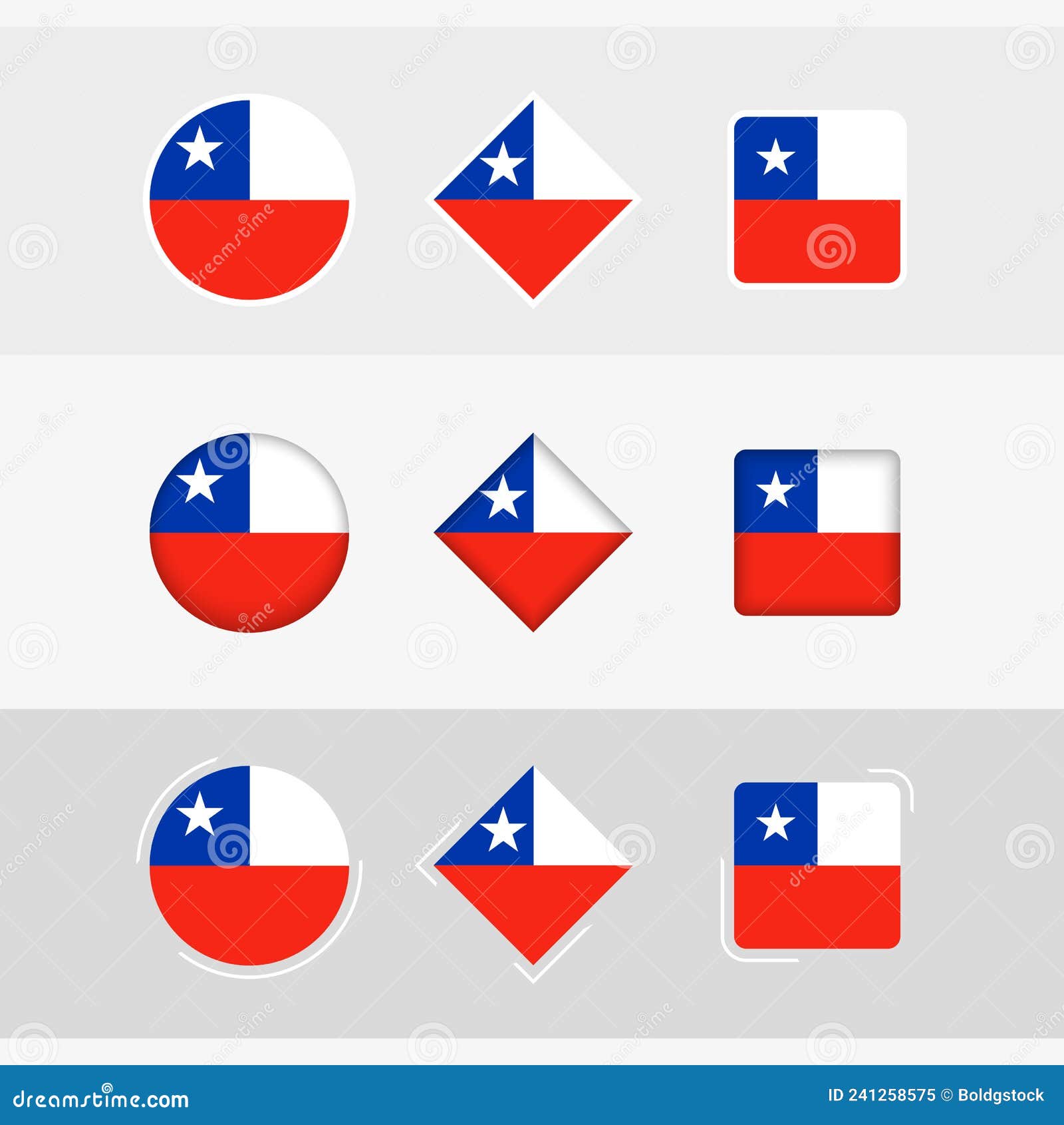 Chile Flag Icons Set, Vector Flag of Chile Stock Vector - Illustration ...