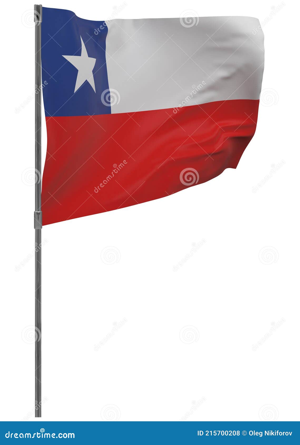 Chile Flag on Pole Isolated Stock Illustration - Illustration of chile ...