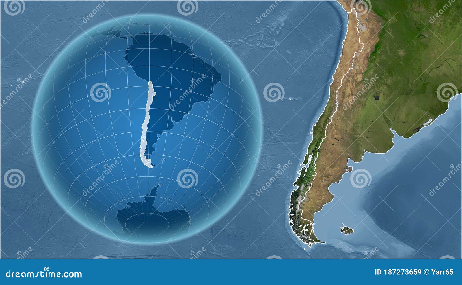 Chile - Satellite. Country and Globe, Composition Stock Illustration ...