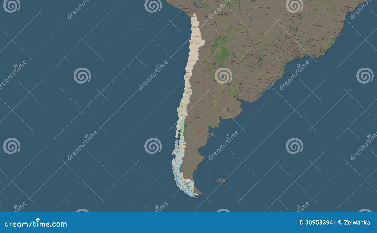Chile Highlighted. Topo Standard Stock Illustration - Illustration of highlighted, santiago ...
