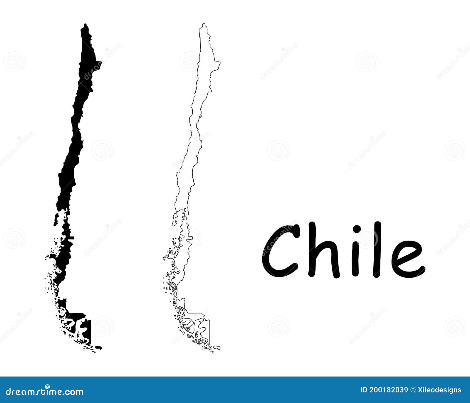 Chile Country Map. Black Silhouette And Outline Isolated On White ...