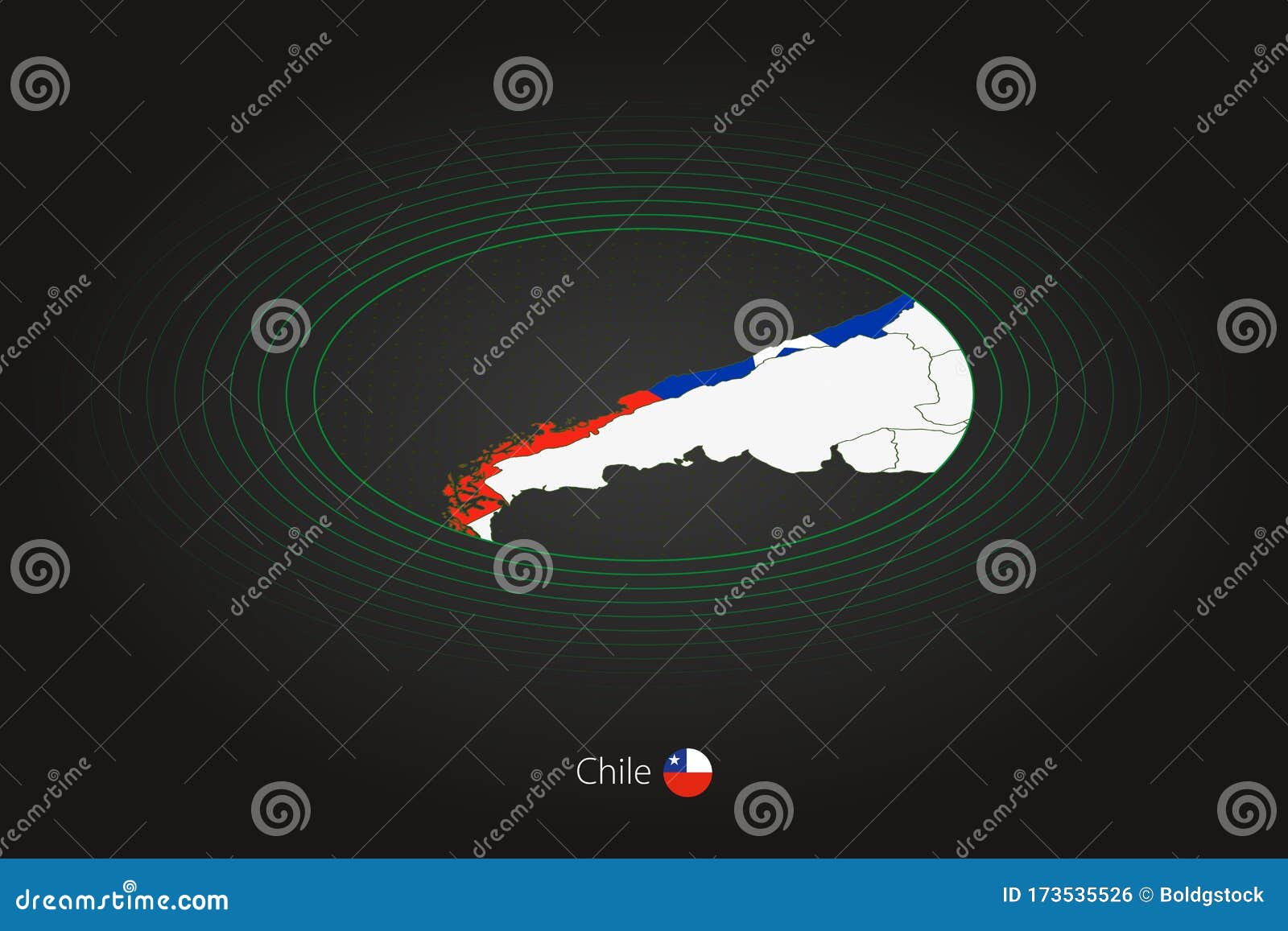 Chile Map in Dark Color, Oval Map with Neighboring Countries Stock ...