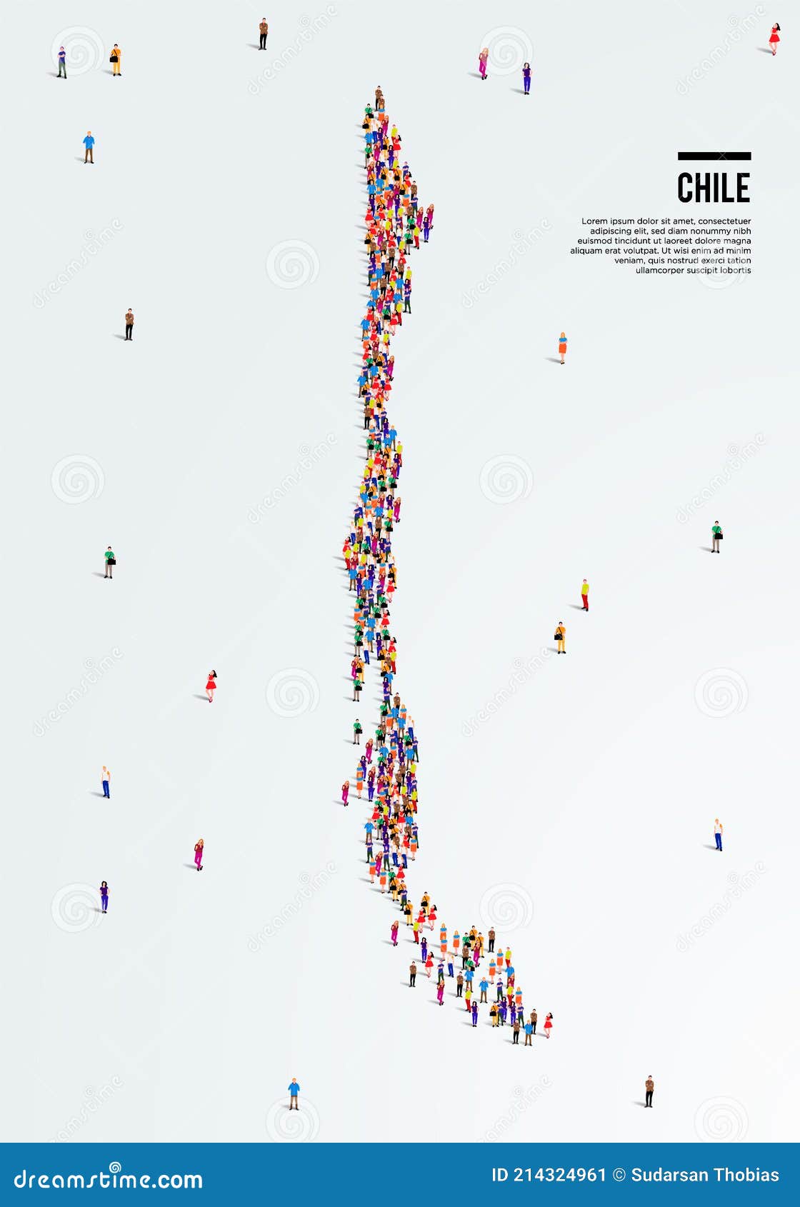 Chile Map. Large Group of People Form To Create a Shape of Chile Map ...