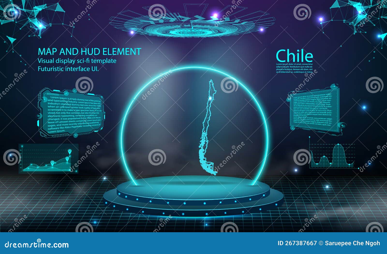 Chile Map Light Connecting Effect Background. Abstract Digital ...