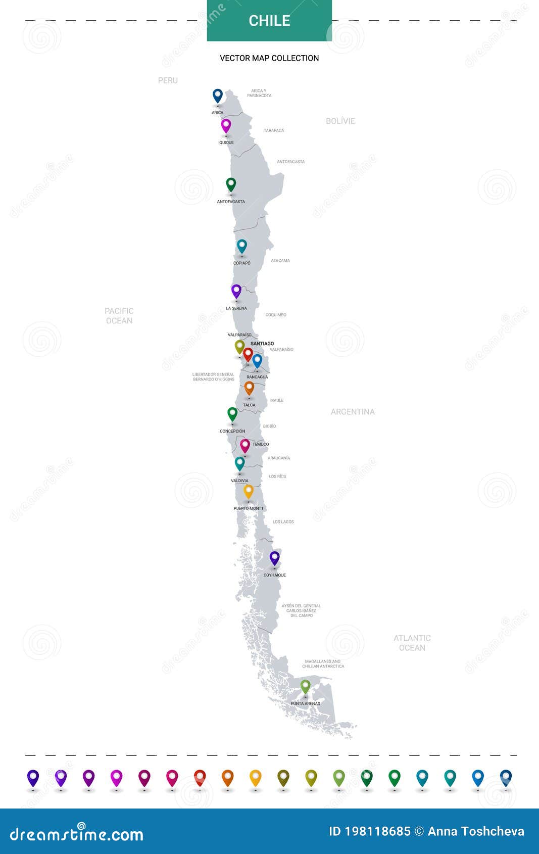 Chile Location Pin Map Navigation Label Symbol Cartoon Vector ...
